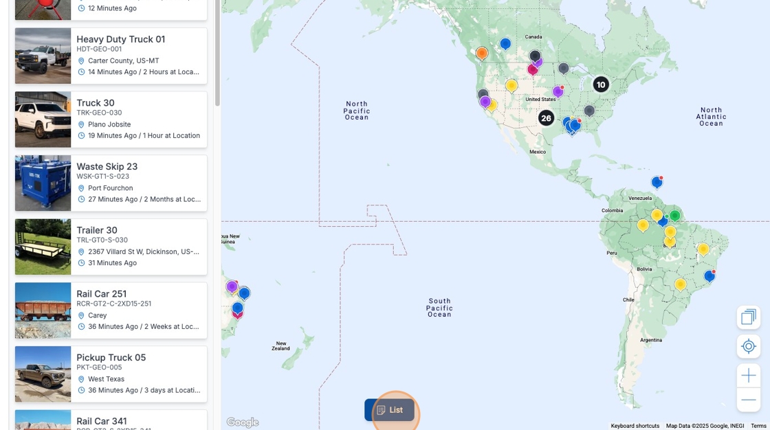 Overview of the Map/List View – Geoforce Track & Trace